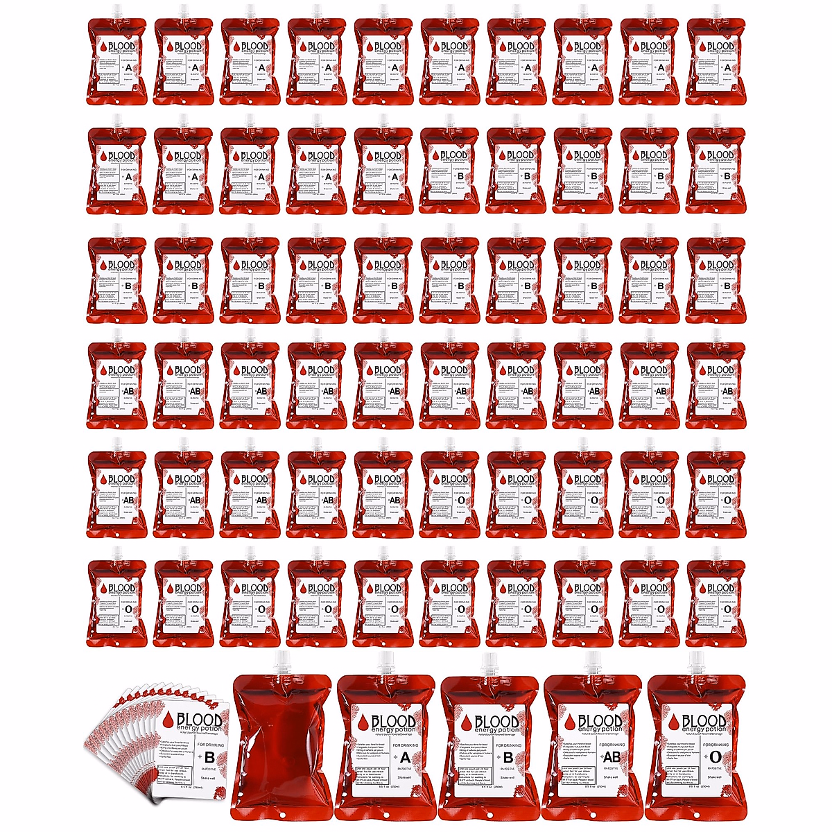 Liitrsh 60 Pcs IV Bags for Drinks Blood Bags for Drinks Halloween Party Decorations 8.5 oz Reusable Halloween Blood Bag Drink Pouches for Masquerade Zombie Nurse Graduation Party