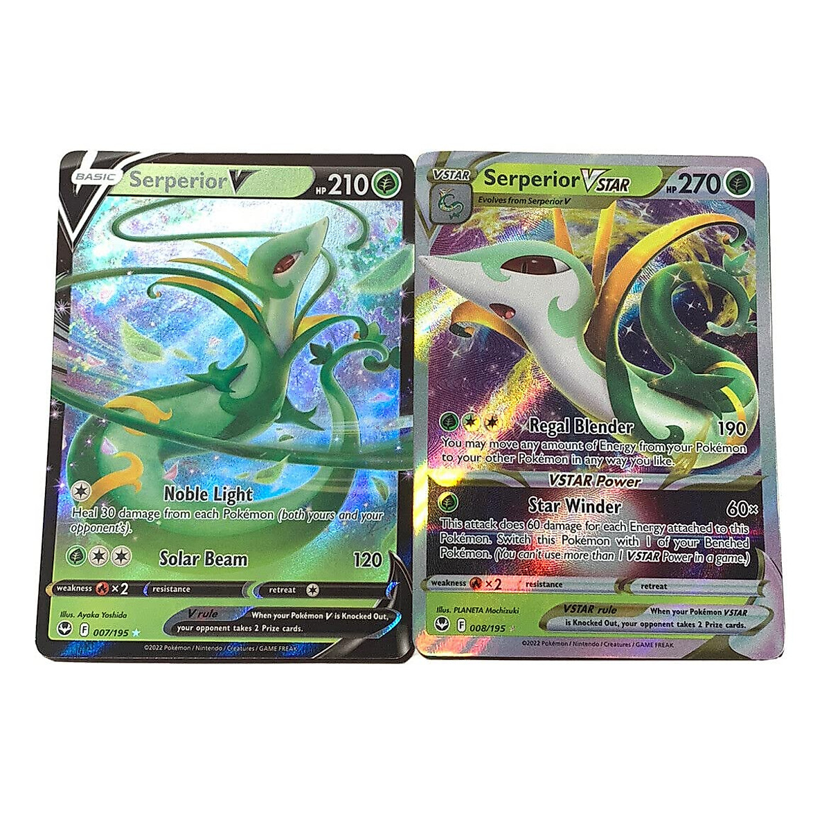 Serperior V & Vstar 008/195- Silver Tempest - Pokemon Ultra Rare Card Lot - 2 Card Set