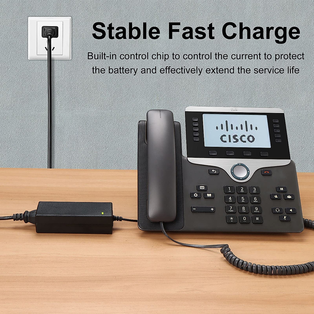 48vdc Power Supply, 48v Power Supply Compatible with Cisco Phone Models 8811, 8841, 8851, 8861, 8961, 9951.