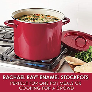 Rachael Ray Create Delicious Stock Pot/Stockpot with Lid - 12 Quart, Red