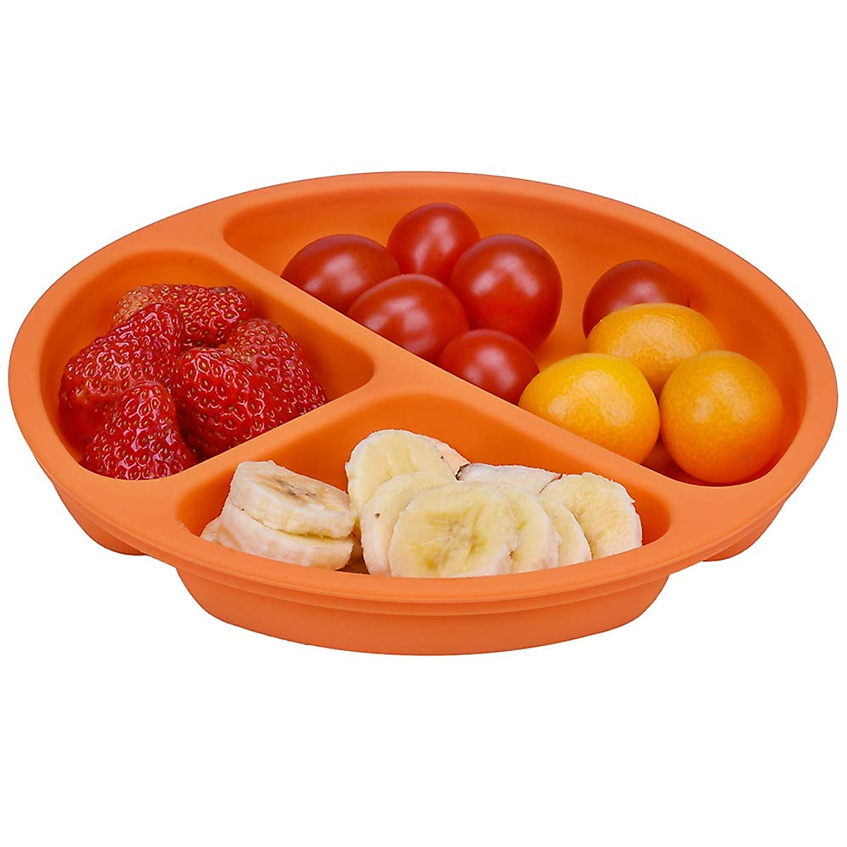 KingKam Kids Divided Plates -100% Safe BPA Free Soft Silicone Baby Toddler Plate, Dishwasher-Microwave Safe & Unbreakable Feeding set