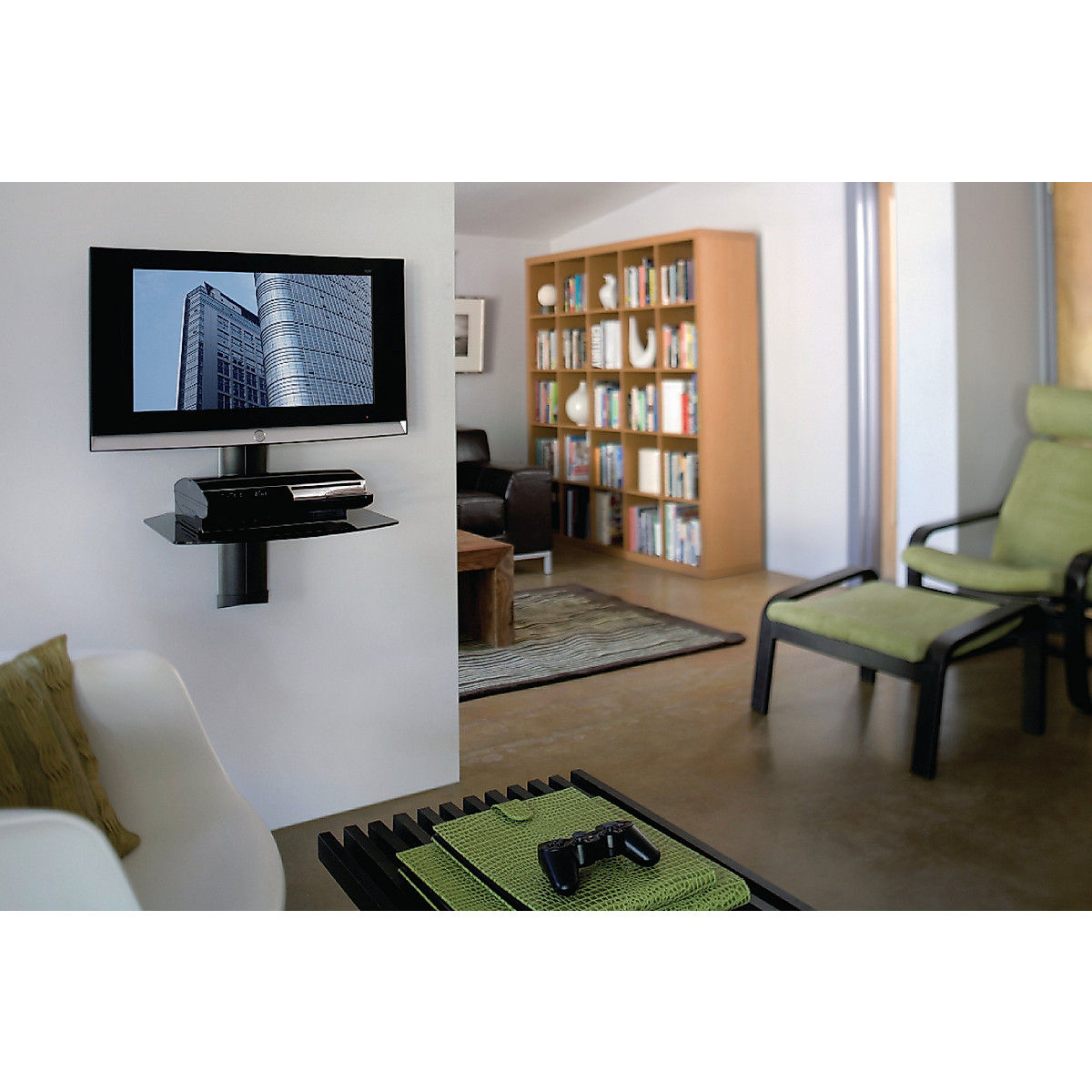 Omnimount Tria 1 B 1-Shelf Wall Furniture - Black/Dark Glass