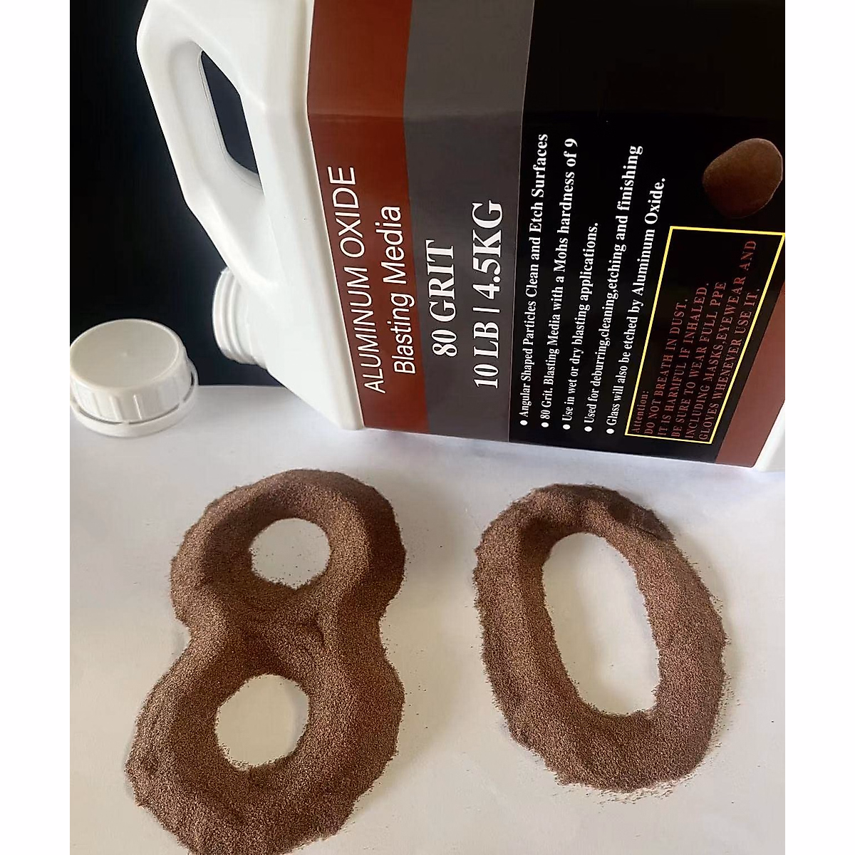 Aluminum Oxide - 10 LBS - Medium to Fine Sand Blasting Abrasive Media for Blasting Cabinet or Blasting Guns. #80 GRIT