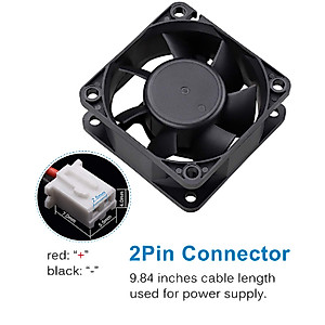 GDSTIME Dc 12V 60mm 6cm 60x60x25mm 2 Wire Brushless Cooling Fan