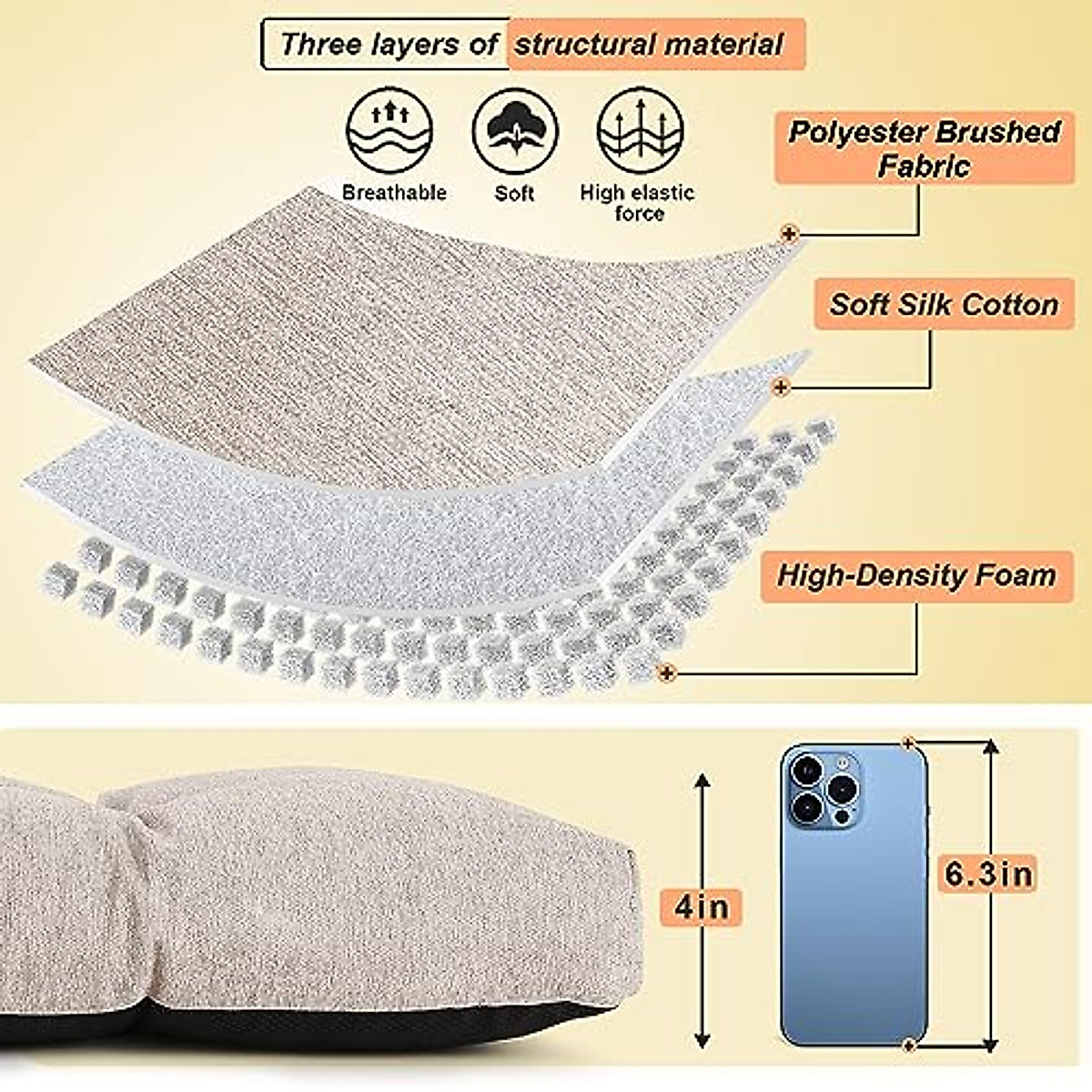 ROFIEJOX Indoor/Outdoor Bench Cushion 36x14 inch - Comfortable&Soft Fabric,Tufted Memory Foam, Non-Slip Bottom, Long Seat Cushion Furniture for Window Patio Garden Floor, (36x14x4) Milky White