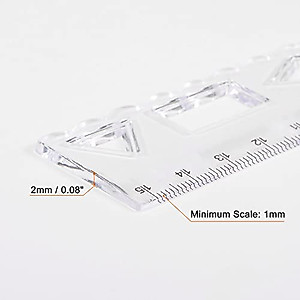 HARFINGTON 2pcs Straight Plastic Ruler 15cm Metric Plastic Clear Measuring Tool Hollow Design with Wavy Line for Classrooms Home Office, Transparent