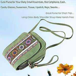 Goodhan Embroidery Canvas Crossbody Bag Cell phone Pouch Coin Purse for Women