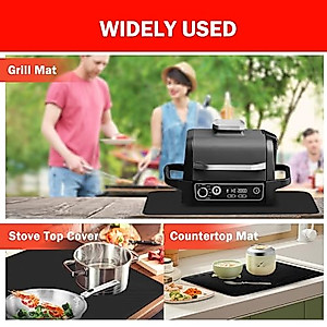 Heat Resistant Mat for Outdoor Grill Table (1mm thick), 24 x 31in Fireproof Grill Mats Under Outside Tabletop Protect Prep Table, Fire Resistance & Waterproof & Oilproof BBQ Barbecue Mat, Black