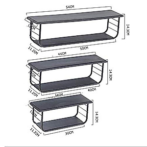 PIBM Stylish Simplicity Shelf Wall Mounted Floating Rack Shelves Iron Art Solid Wood Simple Storage Dormitory Bearing Strong,2 Colours,3 Sizes, White , 34x12x14.3cm