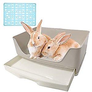 Hamiledyi Large Rabbit Litter Box Trainer, Bunny Potty Corner Toilet with Drawer Bigger Pet Pan for Adult Guinea Pigs, Ferret, Chinchilla, Galesaur, Small Animals