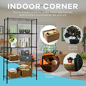 5-Tier Storage Shelves Adjustable,Wire Shelving Heavy Duty Storage Rack(250 Lbs Loading Capacity/Shelf) Metal Shelf Organizer Wire Rack Shelf for Pantry Garage Kitchen 36" D x14 W x 72" H -Black