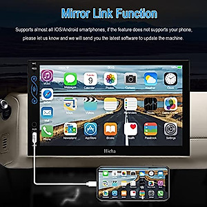 Hieha Car Stereo Compatible with Apple Carplay and Android Auto, 7 Inch Double Din Car Stereo with Bluetooth, Touch Screen Car Radios MP5 Player with A/V Input, Backup Camera, Mirror Link, SWC