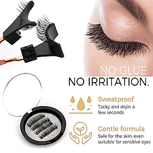 Dual Magnetic Eyelashes, Magnetic Eyelashes without Eyeliner or Glue, Light weight & Easy to Wear, Best 3D Reusable Eyelashes with Applicator (WITHOUT EYELINER)
