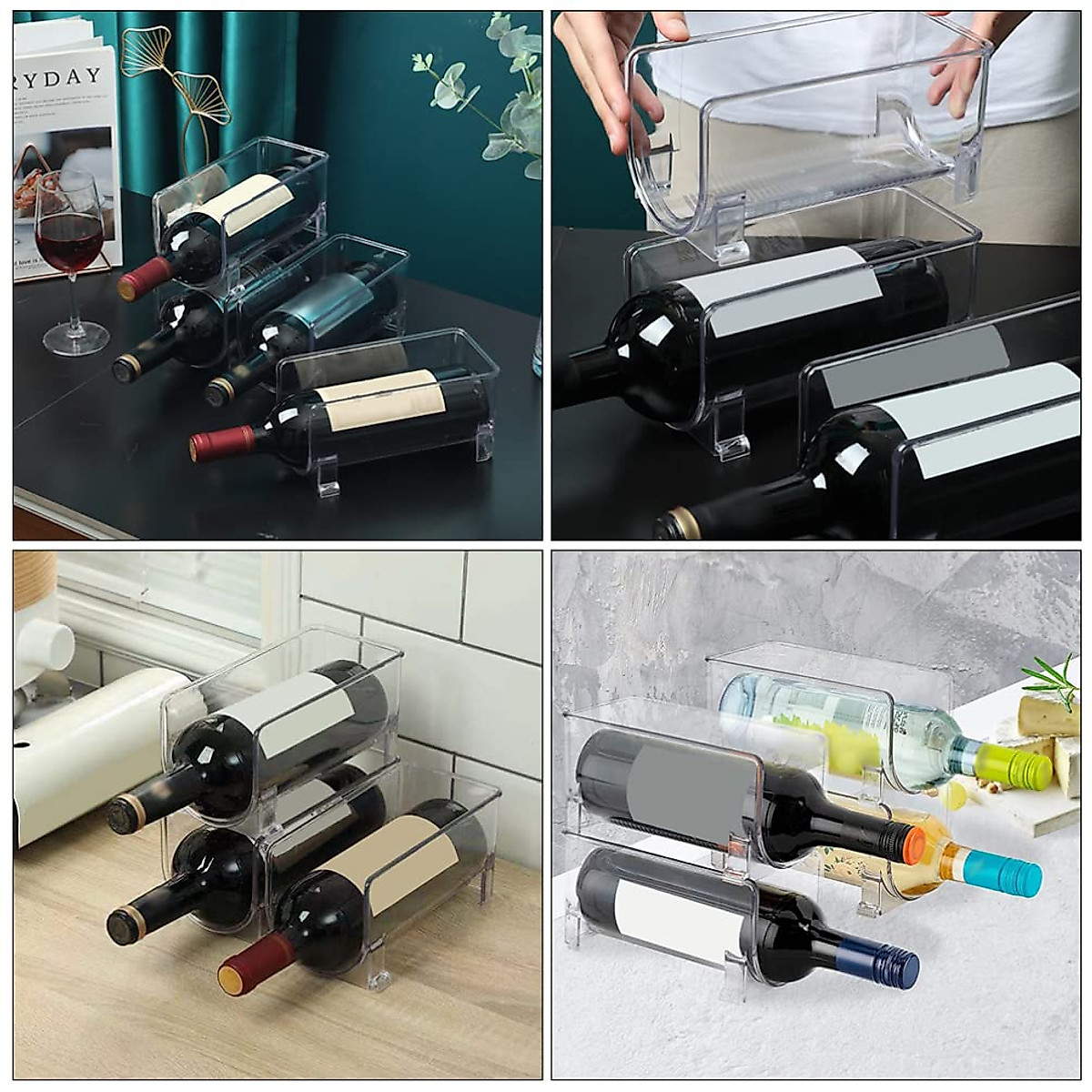 Hemoton 2pcs Drawer Wine Rack Stackable Beverage Dispenser Water Bottle Holder Bin Refrigerator Soda Can Organizer Pantry Freezers Beer Wine Tray Desk Tray Cupboard The Pet Food