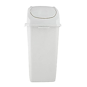 Superio Kitchen Trash Can with Swing Top Lid White, 13 Gallon (2 Pack) Slim Waste Bin Durable Plastic, Fit Small Spaces , Office, Bathroom, Under Counter
