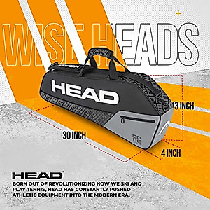 Head Core 3R Pro Tennis Racquet Bag 3-Pack (30 x 13 x 4 Inches), Black/Grey