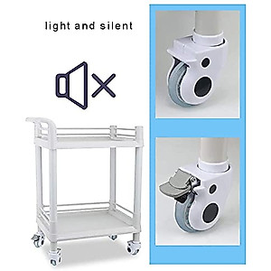 Medical Cart Kitchen Trolley Cart Island Rolling Serving Carts Salon SPA Beauty Hairdressing Rolling Trolley Cart with 2 Drawer and Adjustable Dirt Bucket | ABS Hospital Cart for Laboratory, Beauty Sa