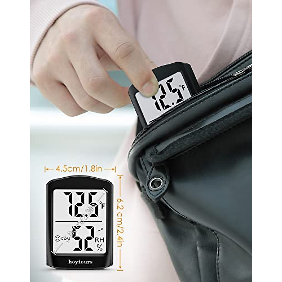 hoyiours Digital Hygrometer Indoor Thermometer Room Temperature and Humidity Monitor with 3s Fast Refresh, Thermometer Hygrometer Humidity Meter Humidity Gauge for Home, Baby Room, Greenhouse, Black