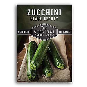 Survival Garden Seeds - Black Beauty Zucchini Seed for Planting - Pack with Instructions to Plant and Grow Dark Green Zucchini in Your Home Vegetable Garden - Non-GMO Heirloom Variety - 1 Pack
