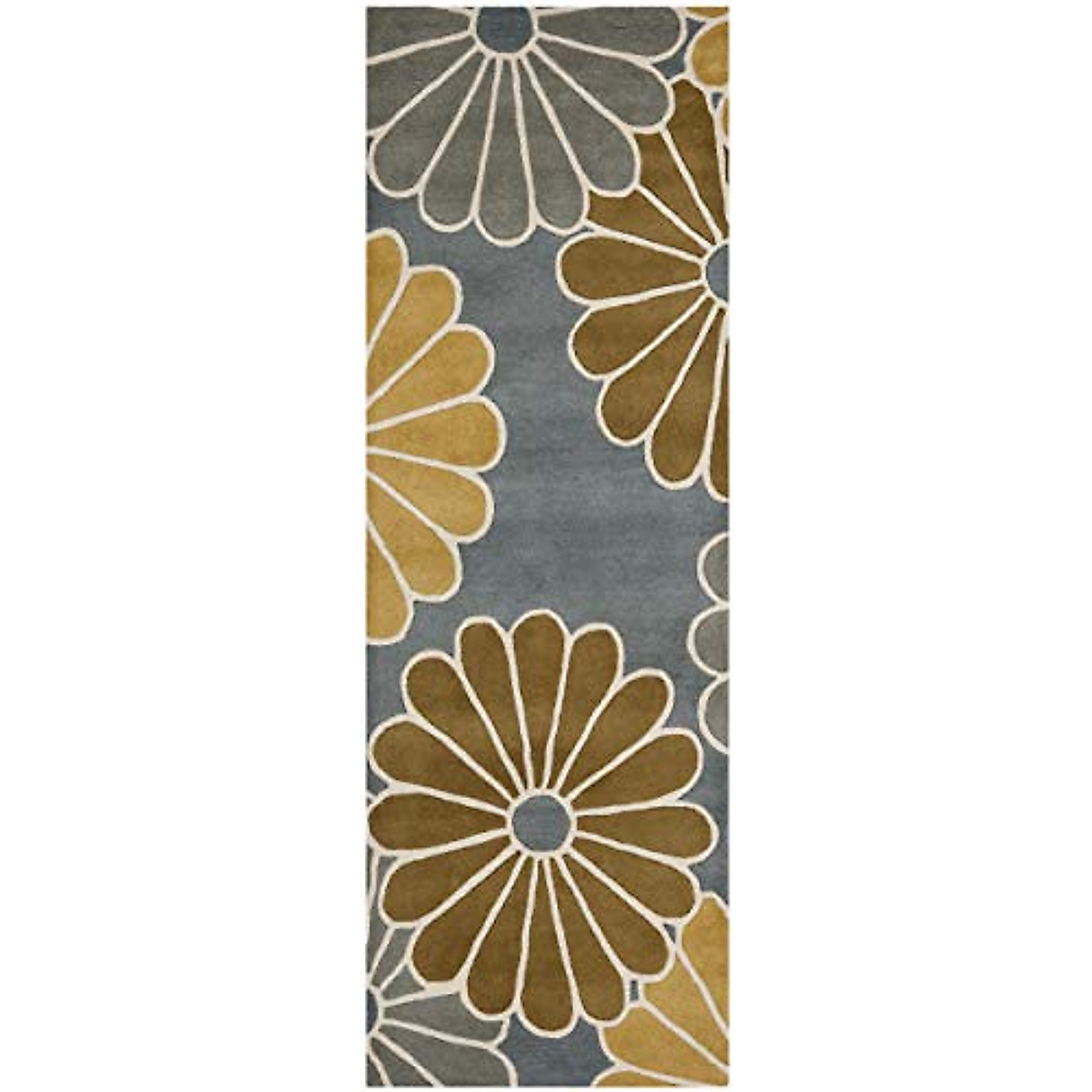 SAFAVIEH Soho Collection 2'6" x 6' Grey / Yellow SOH705A Handmade Premium Wool & Viscose Runner Rug