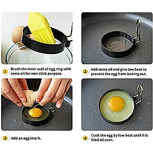 GUAGLL 4Pcs Omelette Model Egg Ring Iron Spray Non-stick Round Omelette Model with Silicone Brush