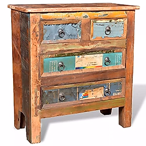 vidaXL Solid Reclaimed Wood Cabinet 4 Drawers Vintage Sideboard Storage Unit