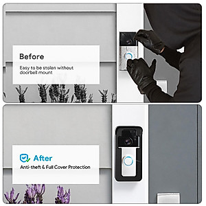 Anti-Theft Video Doorbell Angle Mount, 45 to 135 Degree Adjustable Ring Camera Holder Doorbell Door Mount for Apartment, Compatible with Ring/Blink Video Doorbell 4 3 Plus 2 1 Pro 2