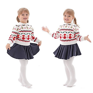 EPEIUS Little Girl Tights Toddler Baby Girl Seamless Cable Knit Leggings Thick Solid Cotton Stockings Footed Pants for 2-4 Years 3 Pair Pack,Black/White/Pink