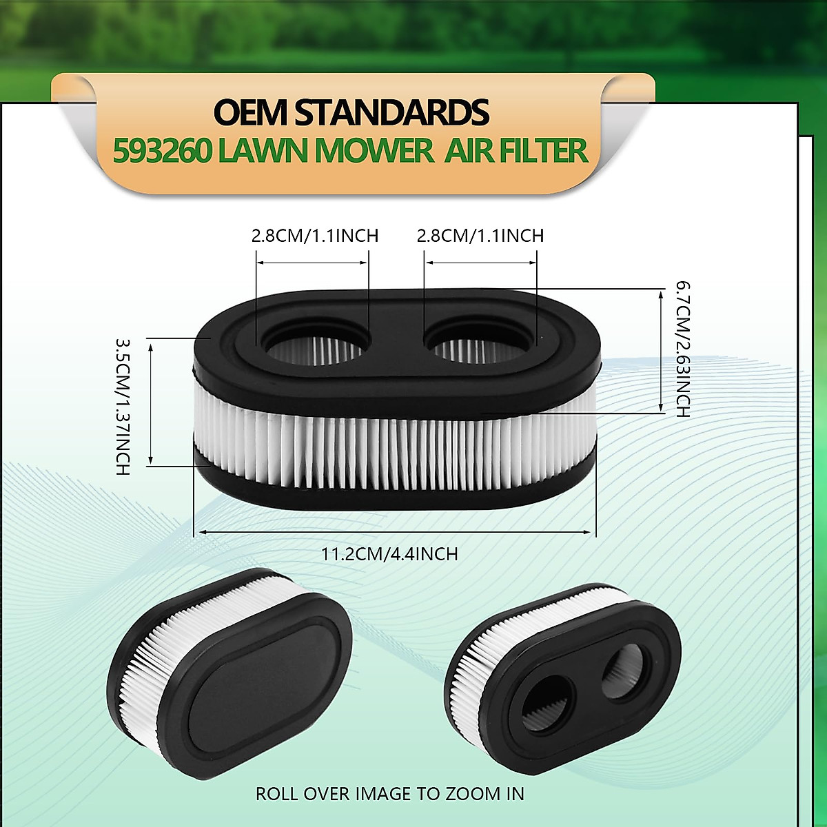 IRONHIT (2 Pack) 593260 798452 Air Filter, 593260 798452 334404 Lawn Mower, Replace for 4247 5432 5432k 09P00 09P702, 500 500ex 550ex 625e 675ex 725exi Series Engines, Fit for TB110 TB200 TB230 (2)