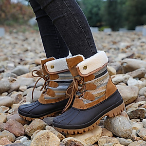 STQ Winter Snow Boots for Women Waterproof Cold Weather Women Duck Boots Taupe/Tan 8 M