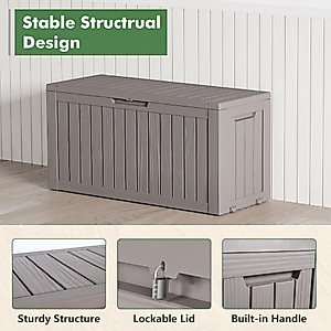 LHBGO 72 Gallon Deck Box Lockable Resin Outdoor Storage Box waterproof Outdoor Container for Patio Furniture Cushions, Pillow