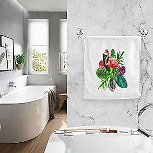 ALAZA Pink Flamingo Hand Towels for Bathroom Set of 2 Fingertip Towel Face Towel, 100% Cotton Soft Absorbent Tropical Decorative Bath Towels 15.5x29.5 inch