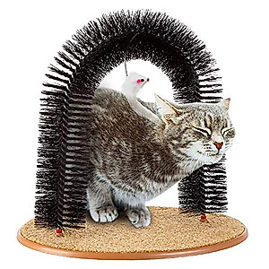 Cat Scratcher,Cat Arch Self Groomer for Indoor Cats,Cat Scratching Post,Pet Face Head Self Grooming Brush,Kitten Hair Massaging Rubbing Brush for Shedding with Bristle & Interactive Hanging Toy