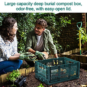 Tioncy In Ground Worm Composter 9 Gallon Outdoor Farm Foldable Compost Bin with Lid for Raised Garden Beds Home Composting System