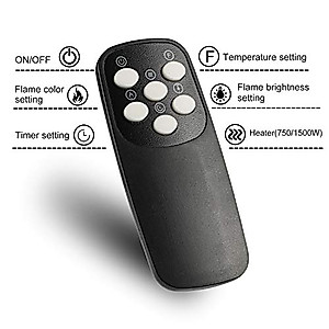 Maxhonor Electric Fireplace Insert Wall Mounted Freestanding Heater with Remote Control, 1500/750W (30 inch, White)