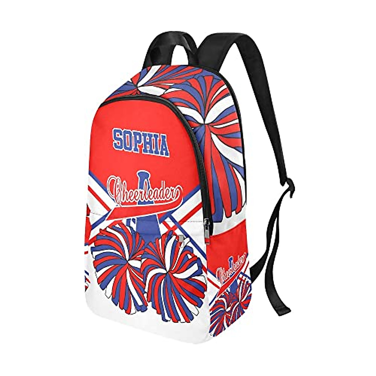 CUXWEOT Personalized Cheer Red White Cheerleader Backpack with Name Custom Travel Bag for women Men