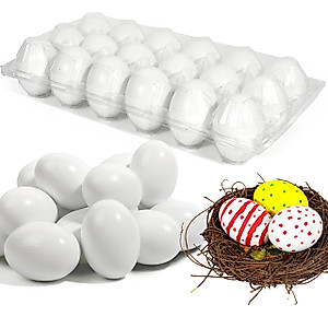 36 Pcs 2.36" Easter Unpainted White Eggs Wooden Decorating for Kids DIY Paint Your Own Egg Decor, Crafts, Easter Hunt, Basket Stuffers, School Activities Supplies