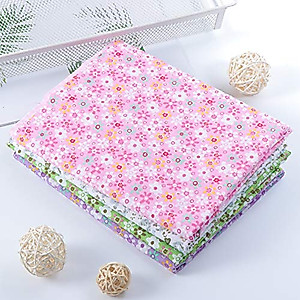 BESPORTBLE 7 Sheets Craft Felt Fabric Sheets Flower Printed Cotton Fabric Squares Quilting Fabric Floral Patchwork Squares for DIY Sewing Craft Farmhouse Decoration 50cm Purple