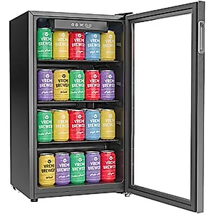 Vremi Beverage Refrigerator and Cooler - 100 to 120 Can Mini Fridge with Glass Door for Soda Beer or Wine - Auto Defrost Drink Dispenser Machine for Office or Bar with Adjustable Removable Shelves