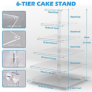 Cupcake Stand - 6 Tier Yellow Acrylic Cupcake Tower Display Cupcake Holder, Valentines Day Decor, Birthday Decorations for the Home