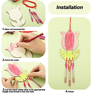 Jetec Wind Chime for Kids DIY Wooden Classroom Wind Chime Decorative Wooden Hanging Wind Chime Animal Wind Chimes Wood Wind Chimes for Kids DIY Craft Birthday Party Favors(12pcs)