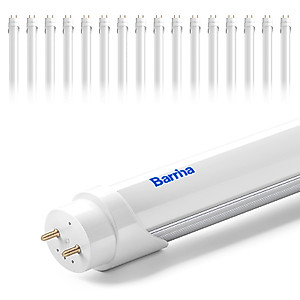 Barrina 4FT LED T8 Type B Light Tube, 24W, 3100LM, 6000K Bright Light, Ballast Bypass, 4 Foot T8 Fluorescent Replacement Tube, Dual-End Powered, T8 T10 T12 LED Replacement, Frosted Cover, 16 Packs