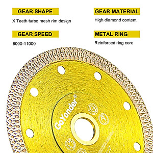 GoYonder 4 Inch Diamond Saw Blade,Super Thin Diamond Saw Blade for Cutting Ceramic Porcelain Tile Granite Marble Suitable for Angle Grinders with 7/8" or 5/8" Arbor 3 PCS