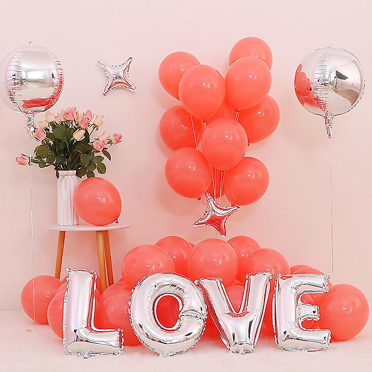 Coral Balloons 105Pcs 18/12/10/5 Inch Different Sizes Coral Red Balloon Arch Kit for Birthday Baby Shower Wedding Bridal Graduation Decoration Valentines Party Supplies