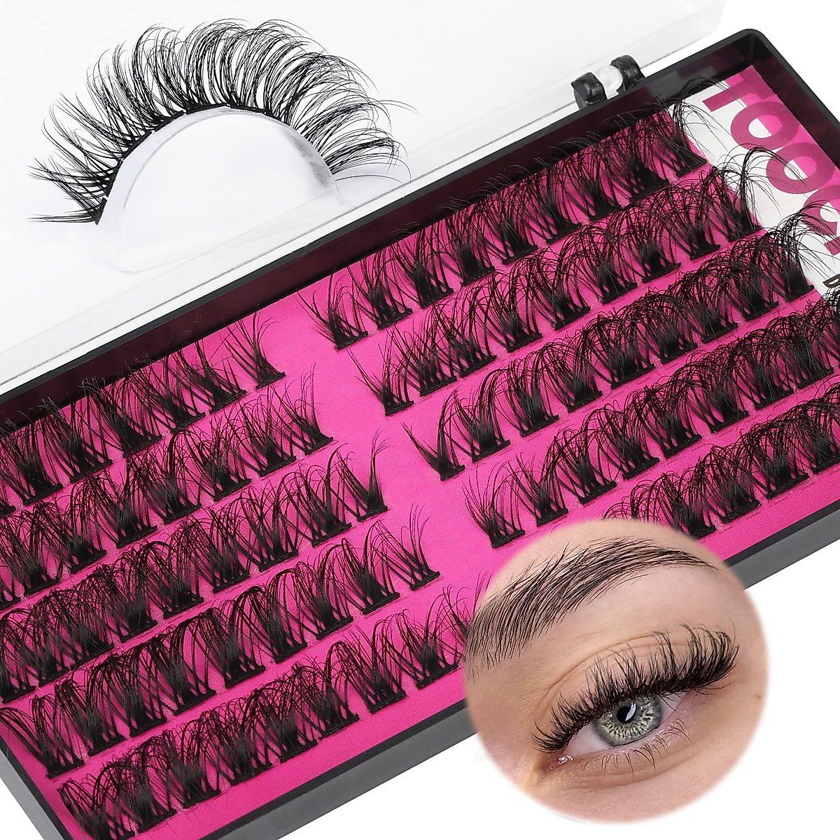 Cluster Lashes Fluffy Individual Lash Clusters DD Curl DIY Russian Lash Extensions Wispy Eyelash Clusters Eyelash Extension at Home by TOOCHUNAG