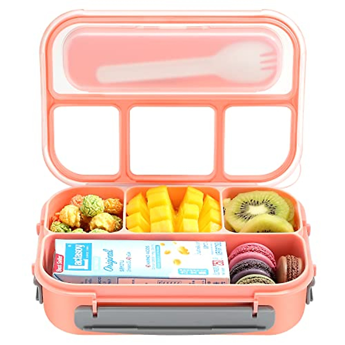 Amathley Lunch Box Kids,Bento Box Adult Lunch Box,Lunch Containers for Adults/Kids/Toddler,1300ML-4 Compartment Bento Lunch Box,Microwave & Dishwasher & Freezer Safe,BPA Free (Pink)
