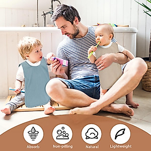 Newwiee Large Muslin Pullover Baby Bibs Full Coverage Toddler Slip on Absorbent Bib Waterproof Toddler Towel Bibs(Classic Color, 5 Pcs)