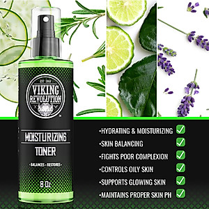 Viking Revolution Skin Toner for Men, Facial Toner Spray for Mens Face Care, Toner for Face - Hydrating Toner for Oily Skin, Balancing Toner for Sensitive Skin - Natural Facial Toner for Men (8oz)
