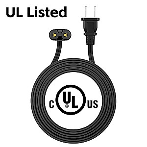 AC Power Cord 20FT(1 Pack), 2 Prong TV Power Cord, Power Supply Cable Replacement for Xbox One S, Xbox One X, Xbox Series X, PS3, PS4, PS5, Compatible for Printer, Monitor, Sound Bar, Game Console