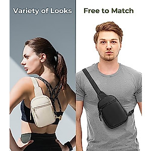 CHOLISS [Beige+Green] Small Sling Bag for Women and Men, Crossbody Bags Trendy with Extended Strap, Lightweight Chest Bag